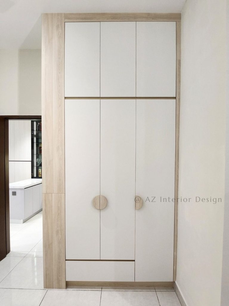 White And Wood Modern Wardrobe With Round Wooden Handles - AZ Modern ...